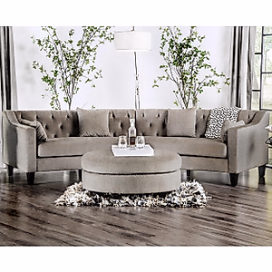 Furniture of America Stenson Contemporary Chenille Tufted Sectional in Warm Gray
