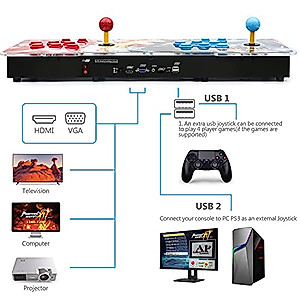 Pandora Treasure 3D Arcade Game Console - 26800 Games Installed, Search Games, Support 3D Games, Add More Games, 1280x720P, Favorite List, 4 Players Online Game, 2 Player Game Controls (Yellow)