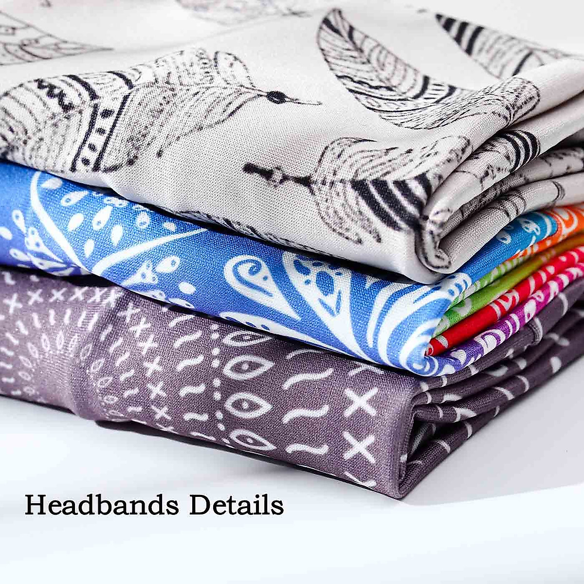 Olbye Boho Headbands 3 Pack - Women's Wide Hairbands, Turban Headbands, Workout Head Wraps, Yoga Hair Scarfs, Fashion Hair Accessories for Women and Girls