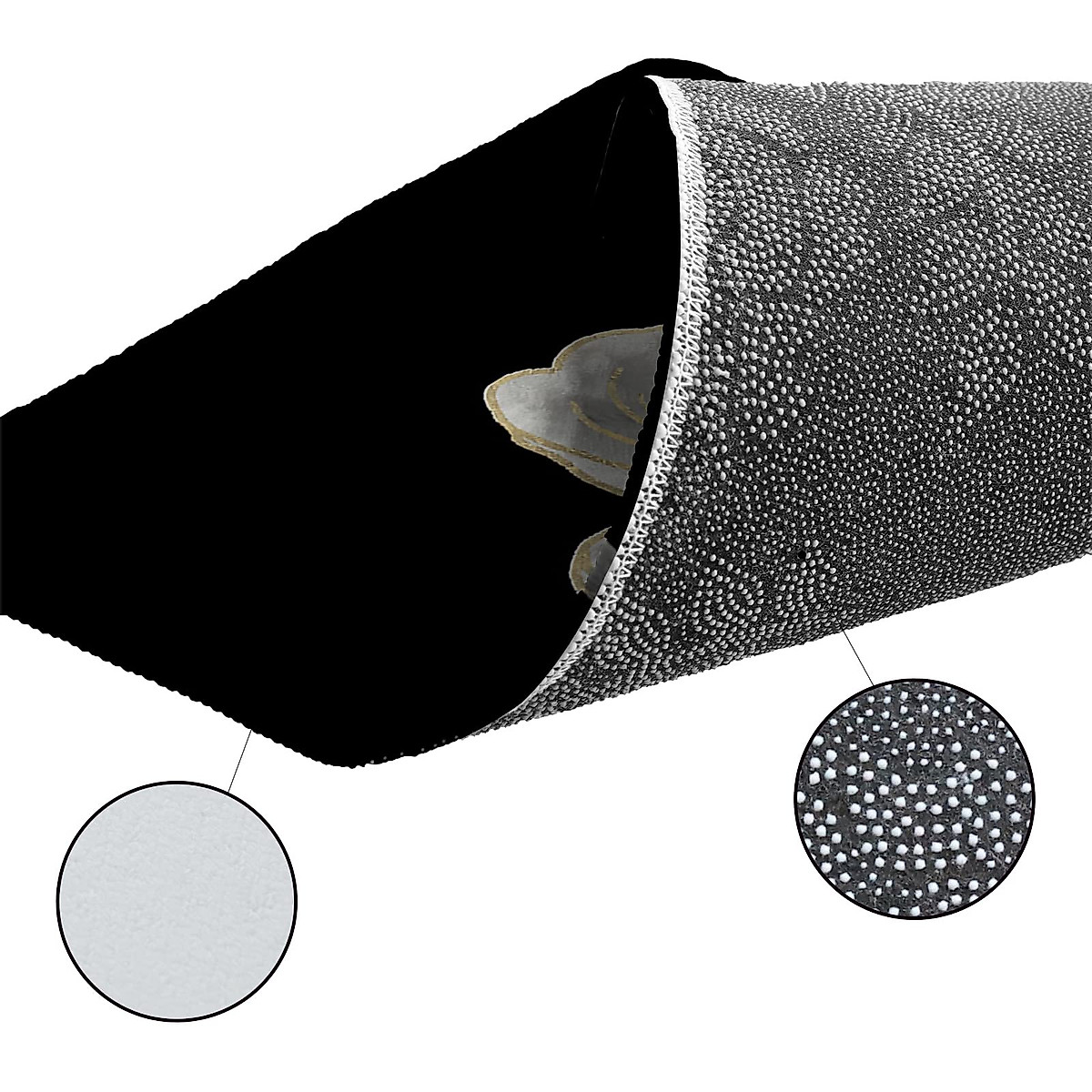 Abstract White Floral Round Area Rug 3.3ft,Washable Outdoor Indoor Carpet Runner Rug for Bedroom,Kitchen,Living Room,Spring Botanical Flower Gold Line Black Area+Rug Small Bath Door Desk Floor Mat