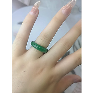 CJIAYUJEW Jade Rings for Women,Good Luck Green Jade Rings for Men,Size 6-12