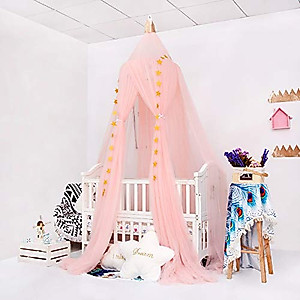 VERNASSA Canopy for Kids Bed, Bed Canopy, Xmas Gifts Princess Mosquito Netting Dome for Baby Crib Nook Castle Game Tent Nursery Play Room Christmas Decor (Pink)