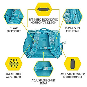 Bixbee Kids Backpack, Water Resistant Backpack for Girls & Boys with Pockets, Durable Zippers & Easy Carry Design-Perfect Size Children's Bookbag for School & Travel in Sparkalicious Turquoise-Medium