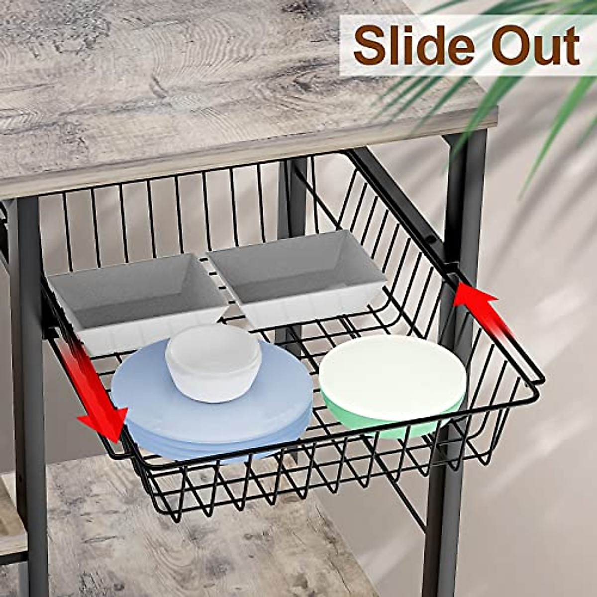 X-cosrack Kitchen Baker's Rack, 68inch Microwave Oven Stand with Pull-out Wire Basket, 8 Hooks + 15 S Hooks,3 Tier + 4 Tier Utility Storage Shelf with Mesh Panels for Utensils, Pots, Pans, Spices