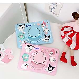 for iPad 9th/8th/7th Generation Case, iPad 10.2 Case 2021/2020/2019, with 360° Rotatable Kickstand Cute Cartoon Shockproof 10.2 Inch Silicone Case (Pink)