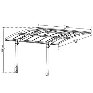 Palram - Canopia Arizona 10 Ft. x 16 Ft. x 9 Ft. Breeze 5000 Single Carport Aluminum Metal Frame and Polycarbonate Panels Car Port for Outdoor Driveway Car, Truck, RV, Boat Storage (Gray/Bronze)