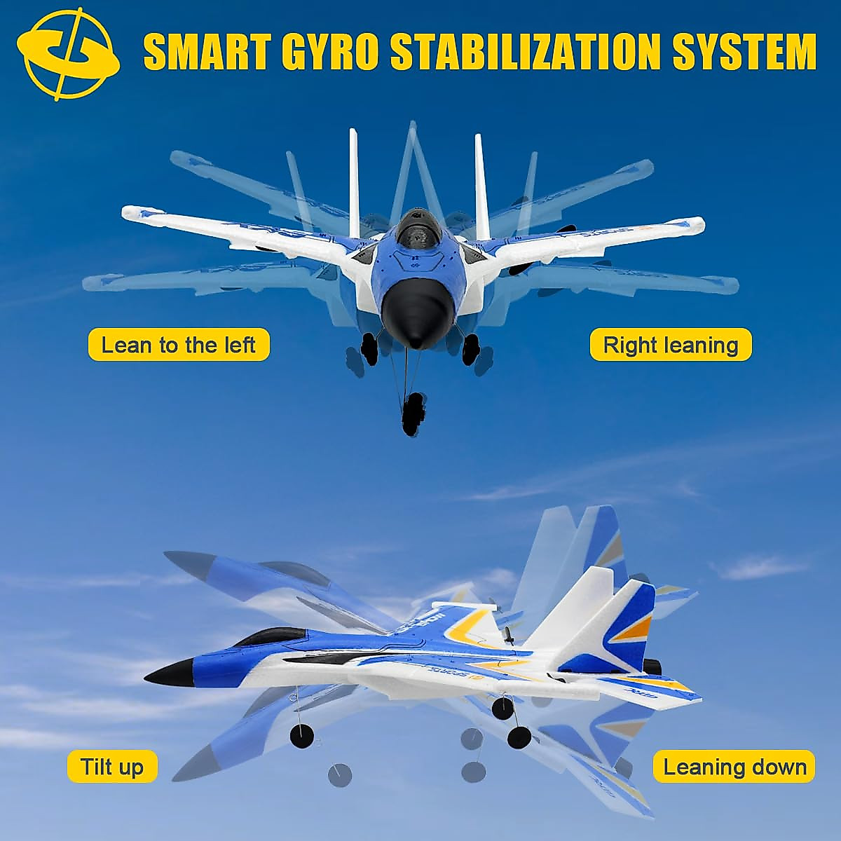 Fistone RC Plane, Remote Control Airplanes, 2.4 Ghz RC Glider with Dual-Motor and LED Lights, F-22 Raptor Fighter Jet with Smart Gyroscope System, Easy to Fly RC Fighter for Beginner Kids Adults