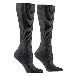 Silvert's Adaptive Clothing & Footwear Men’s & Women’s Black Soft Cotton Diabetic Socks - 2 Pack - Black MED