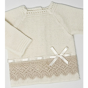 Escalett Layette Newborn Baby Knitted Clothes Set, Coming Home Infant Knit Outfit for Boys and Girls (1136, Beige, Newborn)