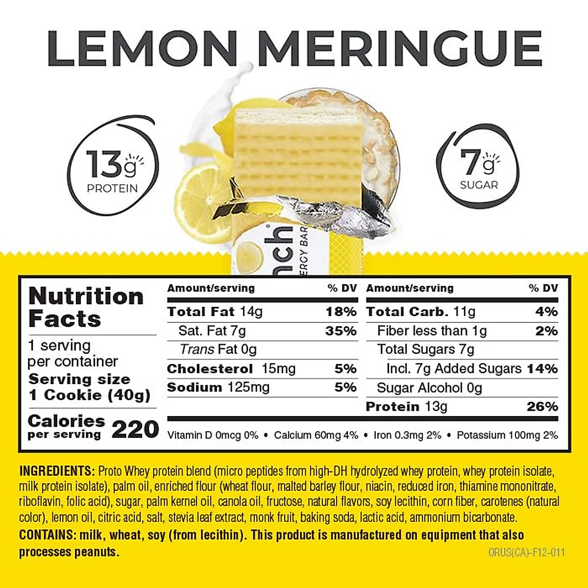 Power Crunch Protein Wafer Bars, High Protein Snacks with Delicious Taste, Lemon Meringue, 1.4 Ounce (12 Count)