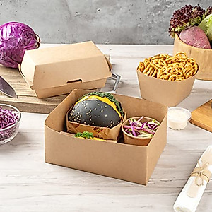 Restaurantware Bio Tek 8.4 x 6 x 3.5 Inch Burger Trays 100 Disposable Paper Food Trays - Recyclable Sturdy Kraft Paper Movie Snack Trays For Meals Snacks And Baked Goods