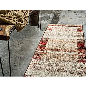 Unique Loom Autumn Collection Modern Contemporary Casual Abstract Area Rug, 2' x 6' 1" Runner, Beige/Brown