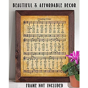 Amazing Grace Wall Art Poster - 11x14 Unframed Art Print - Great Inspirational Music Sheets Gift and Decor Under $15