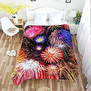 Moslion Soft Cozy Throw Blanket Wonderful Firework Fuzzy Couch/Bed Blanket for Adult/Youth Polyester 30 X 40 Inches(Home/Travel/Camping Applicable)