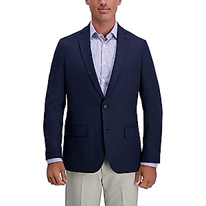 Haggar mens The Active Series Classic Fit Gabardine Blazer Business Suit Jacket, Indigo, 42 Short US