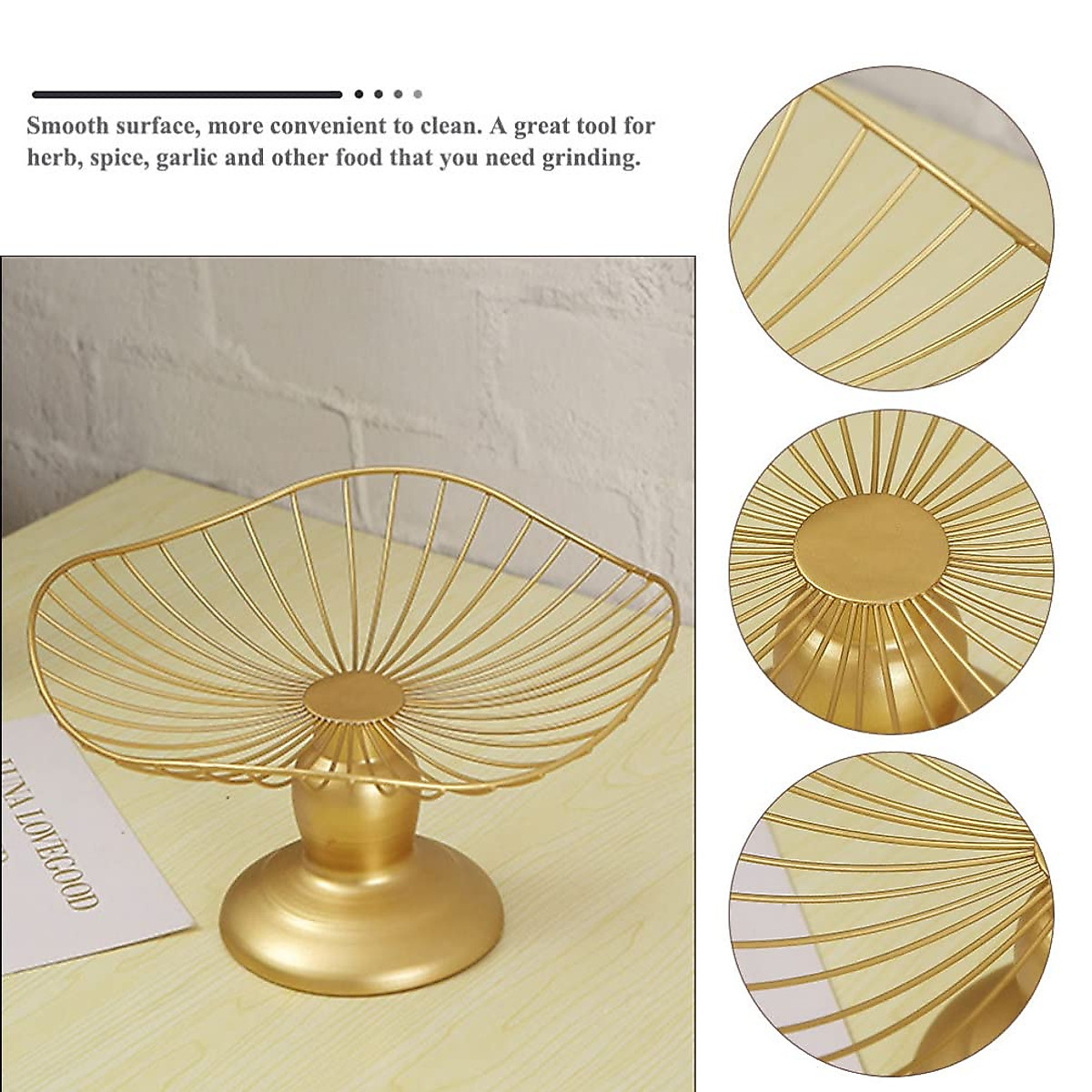 Hemoton Gold Footed Fruit Basket: Metal Wire Fruit Bowl Decorative Snacks Plate Dessert Cake Serving Bowl Appetizers Platter Tray for Home Party Kitchen