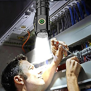 Flashlight High Lumens Rechargeable,Portability Mini Sturdy Led Flashlights,Waterproof Powerful Handheld Flash Light for Camping Home Emergencies (Blue)