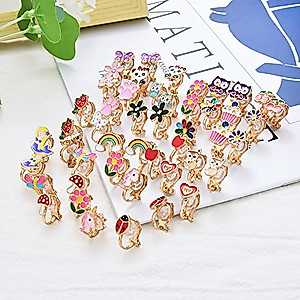 24 Pairs Clip On Earrings Non Piercing Earrings Hypoallergenic Animal Butterfly Rainbow Flower Mixed Color Painless Non-Piercing Earrings Pack