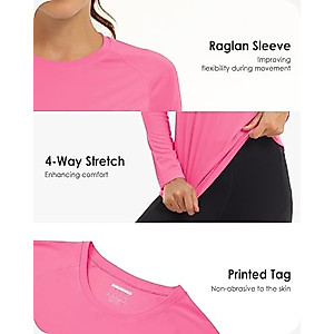 Boladeci Swim Shirt Womens Rash Guard Long Sleeve Shirt Quick Dry UPF 50 UV Protection Outdoor Workout Tops Sport SPF Sun Rose Red S