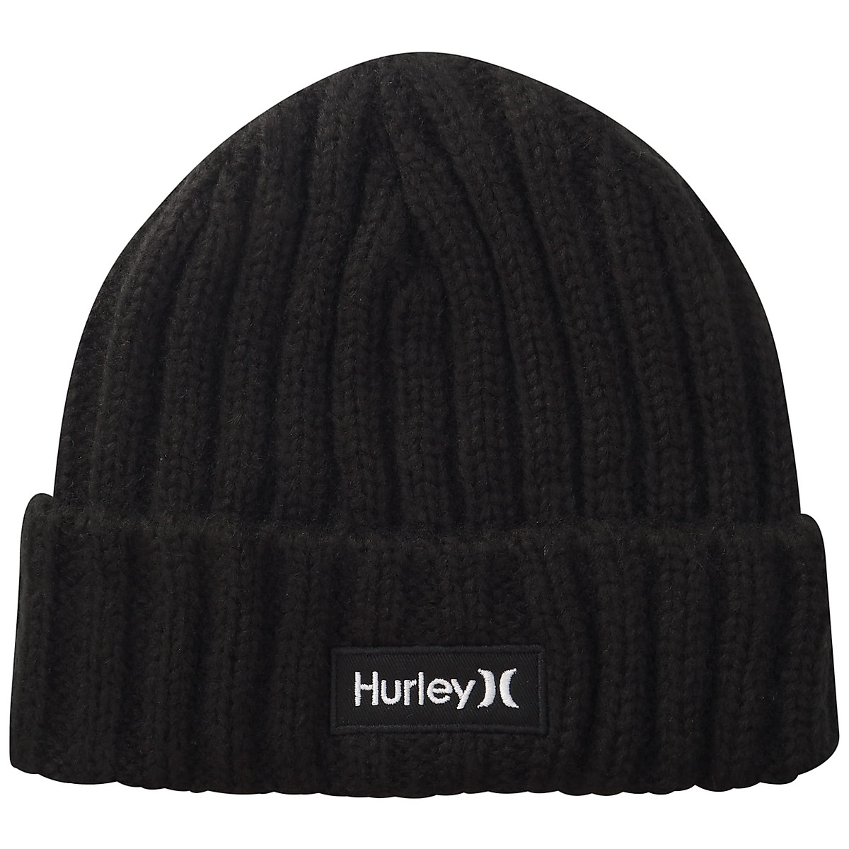 Hurley Mens Winter Hat Eagle Flats Cuffed Beanie, Size One Size, Black