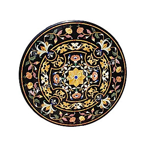 Round coffee table top marble inlay art pietradura living room furniture home decorative