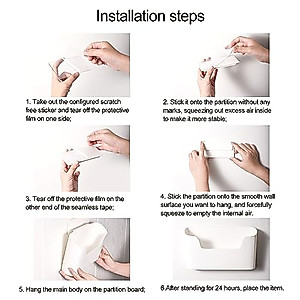 YESBAY Wall Mount Organizer Rack Wall Storage Box Floating Shelves Multi-Purpose Self-Adhesive Storage Box Sturdy Reusable Organizer for Doors Walls Refrigerators Bathroom Kitchen White