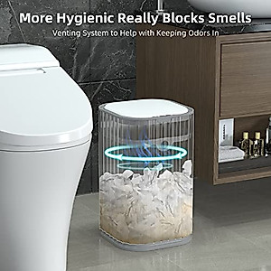 MOPALL Rechargeable Bathroom Trash Can,Motion Sensor Trash Can Automatic Touchless,White 3.5 Gallon Smart Garbage Can with Lid,Auto-Adsorption Slim Small Waste Basket for Bedroom,Bathroom,Kitchen