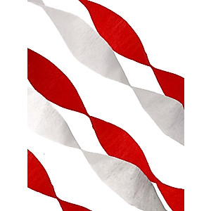 Red and White Crepe Paper Streamers (2 Rolls Each Color) MADE IN USA!