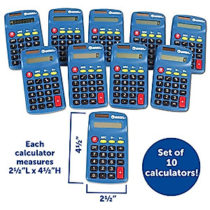 Learning Resources Primary Calculator - 10 Pieces, Ages 3+ Basic Solar Powered Calculators, Teacher Set of 10 Calculators, School Supplies