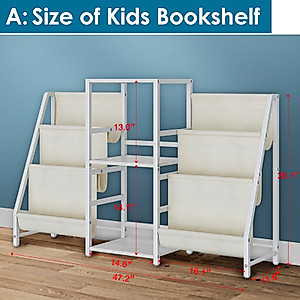 Jnancun Kids Bookshelf and Toy Storage, 6-Tier Book Shelf for Kids Rooms,Playroom,Bedroom,Living Room,Nursery,Baby Bookshelf (White)