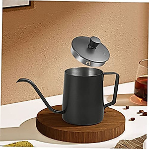 GRADENEVE 1pc Coffee Maker Stainless Tea Kettle Vintage Espresso Machine Kettle for Gas Stove Retro Coffee Maker Tea Dispenser Kettle for Coffee 304 Stainless Steel Black