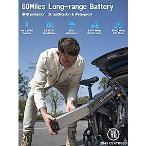 Luckeep Folding Electric Bike for Adults 1500W Peak Motor, 28MPH 60 Miles,720WH Removable Battery 20'' x 4.0 Fat Tire Ebikes for Adults with Hydraulic Brakes, NFC Unlock, APP, UL 2849 E-Bike