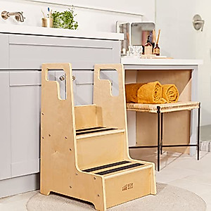 ECR4Kids Reach-Up Step Stool with Handles, Children's Furniture, Natural