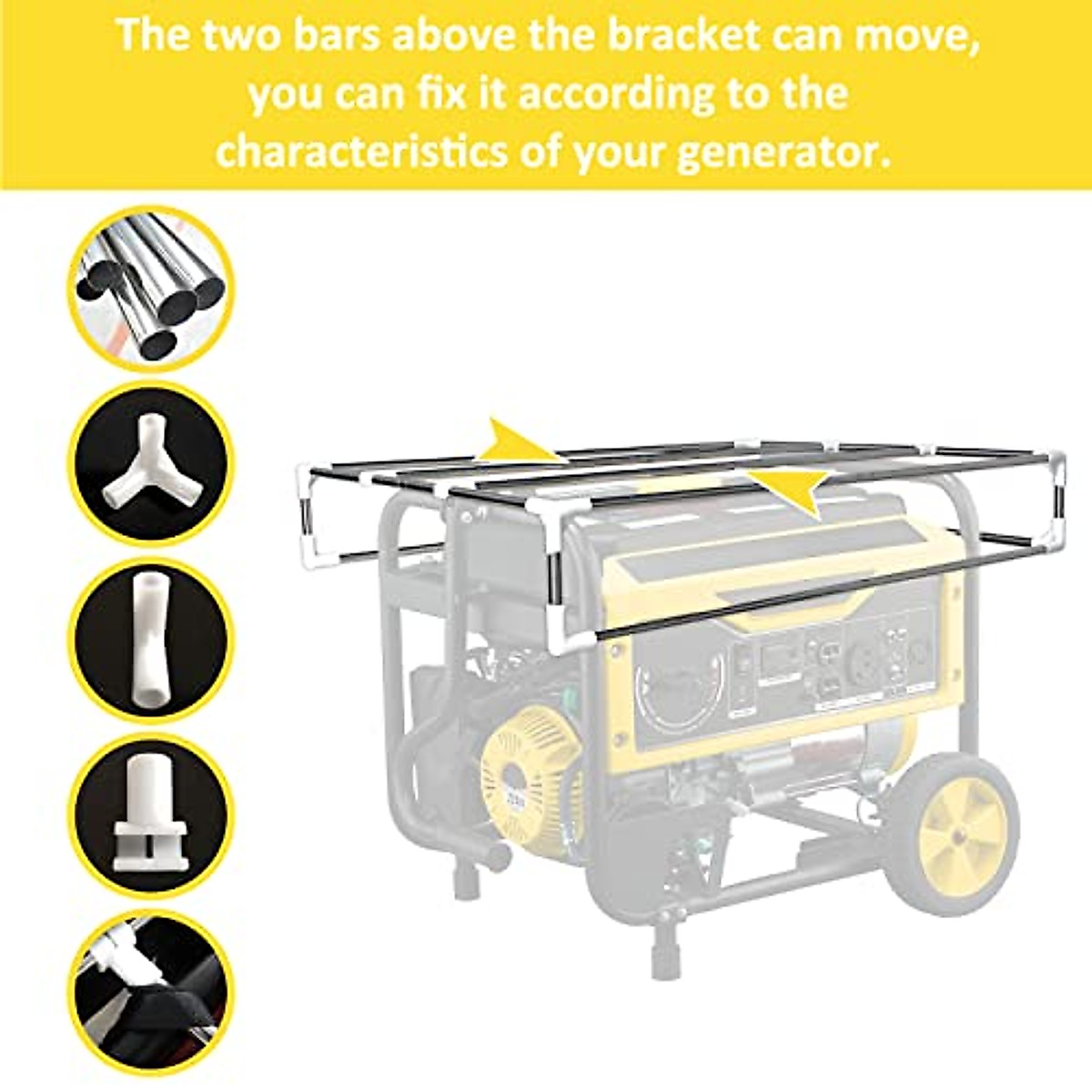 GEHENG Portable Generator Running Cover,With Stainless Steel Bracket,Super Heavy Duty 600D Waterproof Material, 100% Waterproof Generator Cover,33"x25.9 "x18.5",Black,2.0 Upgrade Version.