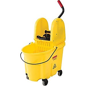 Rubbermaid Commercial Products WaveBrake 2.0 35 QT Down-Press Mop Bucket with Wringer Set, Yellow