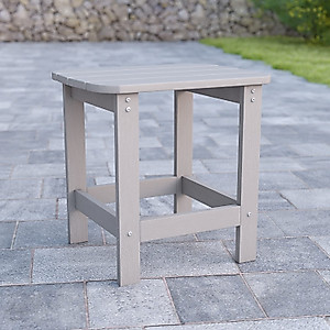 Flash Furniture Charlestown Tiered Commercial Poly Resin Adirondack Side Table - Gray - All-Weather - Indoor/Outdoor