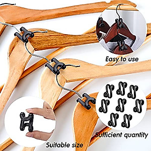 100 Pcs Clothes Hanger Connector Hooks Plastic Mini Cascading Hanger Hooks Space Saving Hanger Extender Hooks Heavy Duty Hanger Extender Clips for Outfit Closet Velvet (Black)