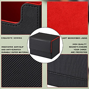 Yookeer 4 Pieces Leather Deck Card Boxes Cards Deck Game Box for Collectible Playing Card Box Compatible with MTG Commander Decks (Black, Green, Red, Blue, Horizontal)