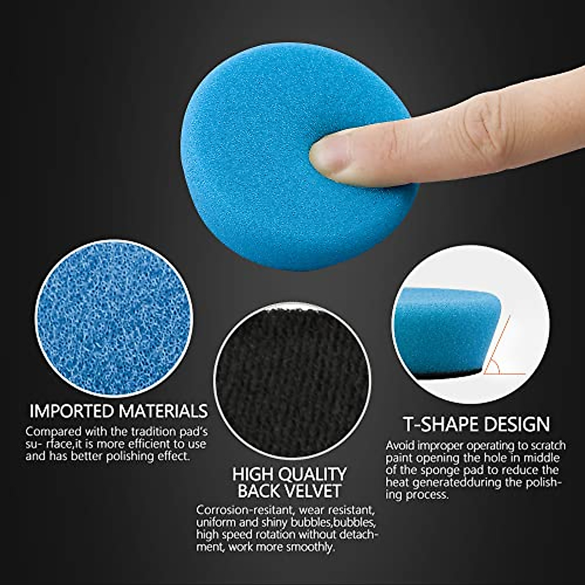 SPTA Mini Polishing Pads, 25mm 50mm 80mm Detailing Polishing Pads Car Detailing Kit Vehicle Buffing Pads Preserving Wax & Polishing Pads Paint Polishing Applicator (32Pcs) For mini Polisher -XBP123M58