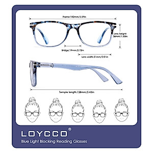 Loycco 4 Pack Computer Reading Glasses Blue Light Blocking Anti Eyestrain Flexible Lightweight Square Readers for Women Men