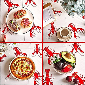 Touman Crawfish Tablecloth Birthday Party Lobster Table Covers White and Red Crawfish Table Cloth for Party Decoration Supplies, 108 x 54 inches (2)