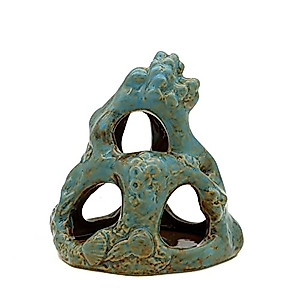 JIHAQUA Aquarium Ceramic Cave Decorations, Betta Fish Tank Accessories, Small Fish Tank Hideaway Decor