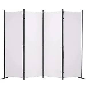 VEVOR Partition Screen, 5.6 ft Privacy Panels (4-Panel), Cloth Separator for Office, Bedroom, Dining & Study Areas, Standalone, White