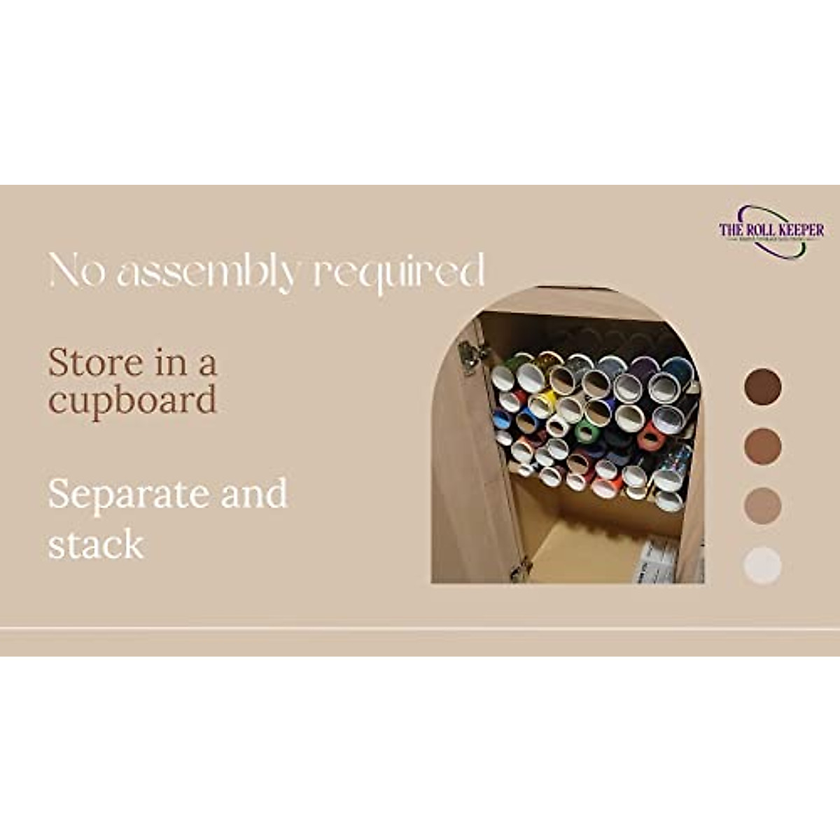 The Roll Keeper, Vinyl Roll Holder and Craft Room Organizer, Hanging Adjustable Rack, Diamond Painting Accessories,Closet, Door and Wall Mount, Holds 36 Roll (White Elastic)