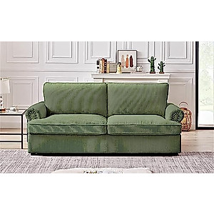 Container Furniture Direct Reversible Sleeper Sofa with Memory Foam Mattress, Comfortable and Durable Full Size Bed Couch for Living Rooms, Upholstered with Corduroy Fabric, 70" Wide, Dark Green