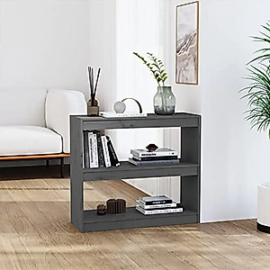 vidaXL Book Cabinet/Room Divider Gray 31.5"x11.8"x28.1" Solid Wood Pine