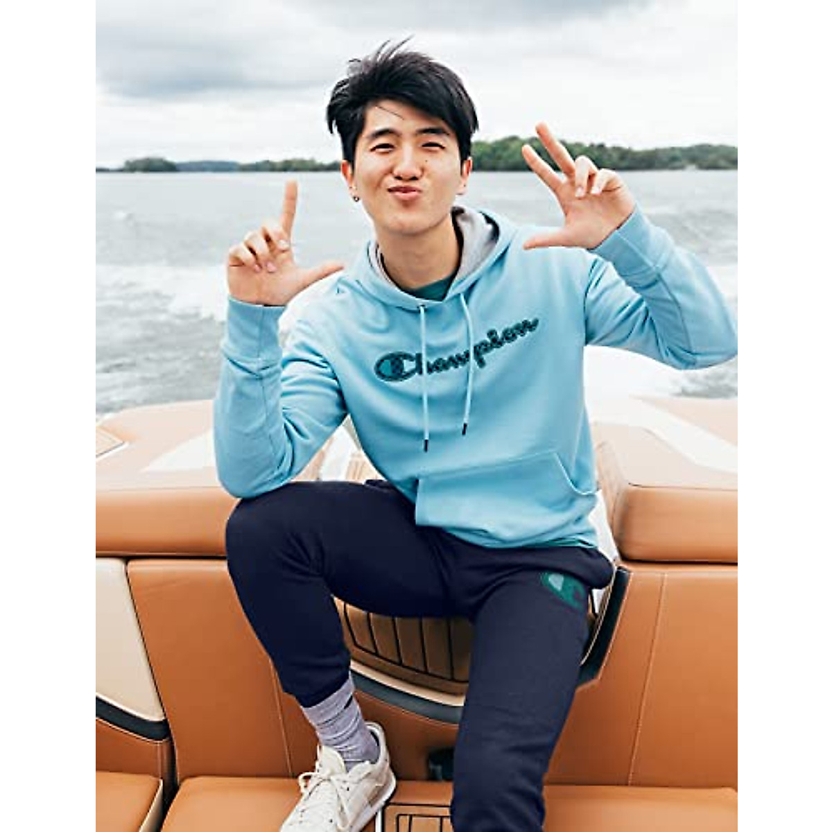 Champion mens Classic T-shirt, Left Chest Script T Shirt, Granite Heather-y08160, X-Large US