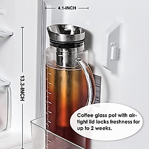 Aquach Cold Brew Coffee Iced Tea Maker & Fruit Pitcher - Large Capacity 68 Ounces - with Durable Glass Carafe / Fine Mesh Steel Infuser / Airtight Lid