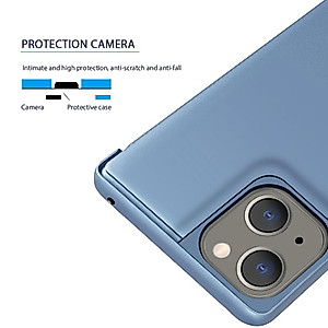 OOPKINS Case for iPhone 15 Pro case Luxury Bookstyle Clear View Window Electroplate Plating Kickstand Scratchproof Full Body Protective Flip Folio Slim Cover for iPhone 15 Pro PU Mirror Silver MX