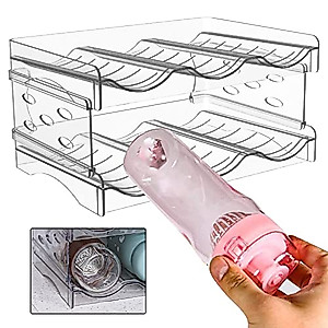 Hesitroad Bottle Storage Rack Stable Structure Pantry Fridge Drink Organizer 1 Set Anti-Crack Clear